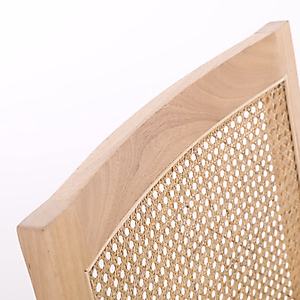 Guyou Mid Century Modern Rattan Chair, Upholstered Velvet Accent Chair with Rattan Back, Retro Living Room Chair for Bedroom/Fire Place/Reading Room (Beige)