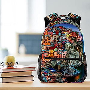 VBFOFBV Travel Backpack, Laptop Backpack for Women Men, Fashion Backpack, Cinqueterre Landscape