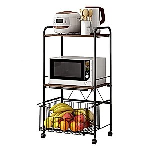 3-Shelf Metal Storage Shelves with Wheels, Heavy Duty Rolling Cart, Large Capacity Shelving Unit, Freestanding Metal Wire Shelf Rack, Organizer Rack for Garage Kitchen Basement Bathroom Pantry