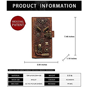 Eamom Genuine Leather Wallet for Women Embossed Punk Clutch Skull Top Layer Leather Wallet with Printing Multi Card Capacity