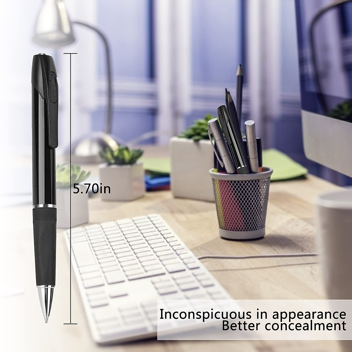 isekurity Spy Camera Pen, Full HD 1080P Hidden Camera Pen Spy Camera with Photo Taking, Mini Portable Video Recorder with 5 Ink Refills Pocket DVR for Business and Conference No Audio