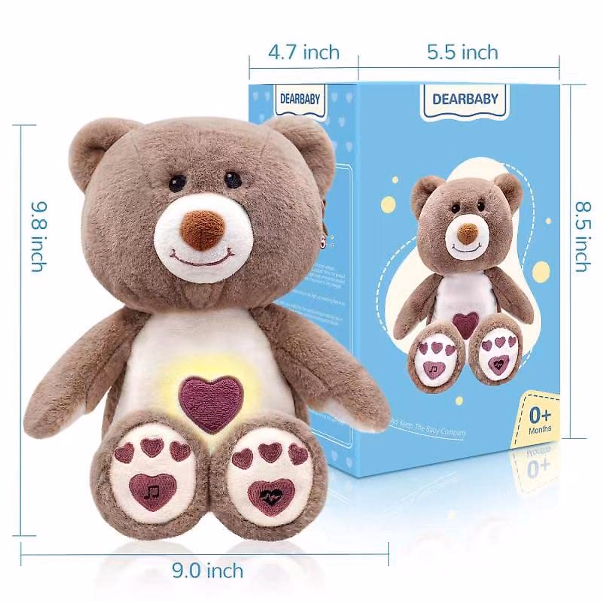 DEARBABY Baby Sleep Soother,Newborn Essentials Baby Stuff Toys 0-6 Months,Baby Christmas Girl Gifts Sound Machine for Nursery with Realistic Breathing Motion Shusher Baby Registry Search