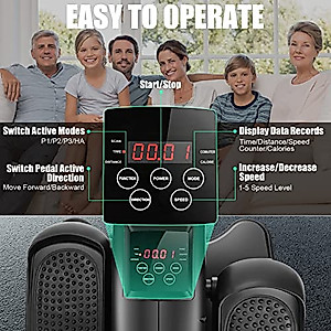 Under Desk Elliptical, Electric Seated Leg Foot Pedal Exerciser with Remote and LCD Monitor, Home & Office Under Desk Cycle, Portable Rehab Exercise Equipment for Seniors, Adults, and Teens