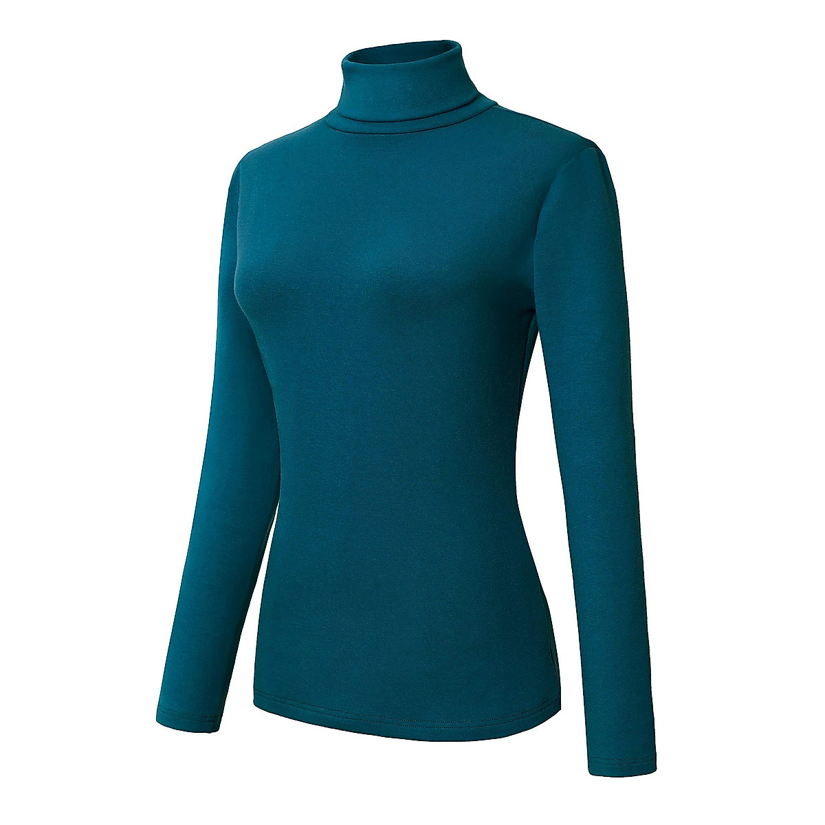 Urban CoCo Women's Turtleneck Slim Fitted Long Sleeve Sweatshirt Active Base Layer Tops Shirts (L, Indigo Blue)