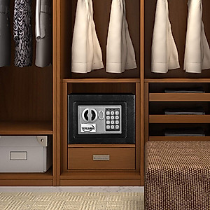 TENAMIC Safe Box 0.23 Cubic Feet Electronic Digital Security Box, Keypad Lock Box Cabinet Safes, Solid Alloy Steel Office Hotel Home Safe, Black