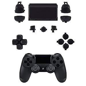 MMOBIEL Full Button Replacement Kit Compatible with Playstation 4 PS4, PS4 Slim, PS4 Pro Dualshock 4 Controller Incl. Screwdriver and Opening Plectrum Matte Black