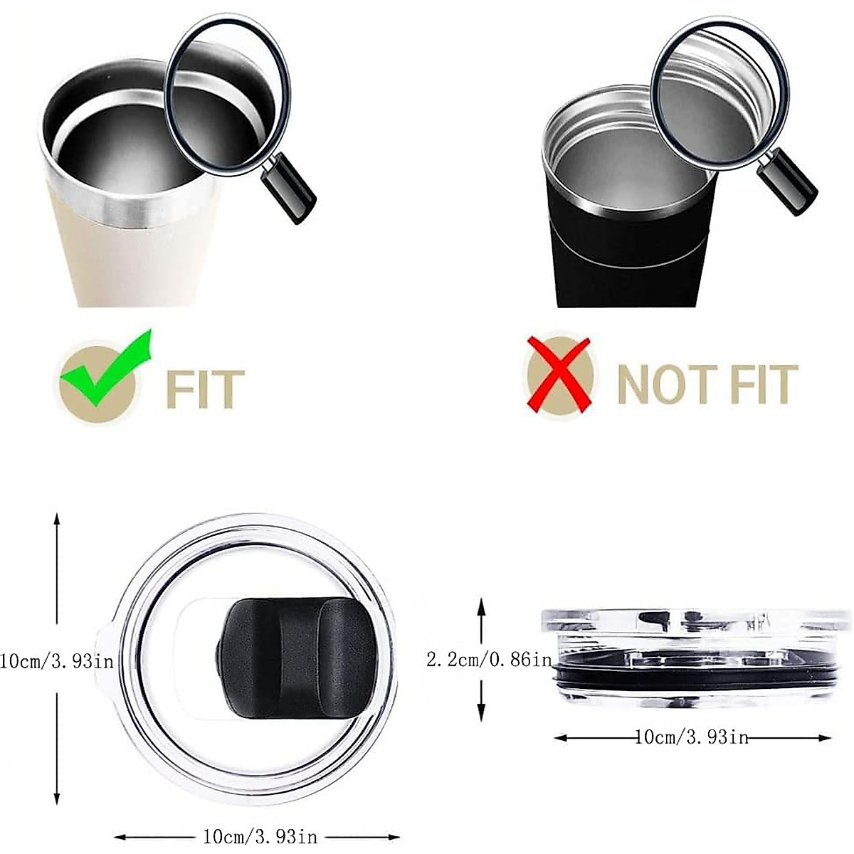 20/30 Oz Tumbler Lids - Fits For Yeti Rambler,Ozark Trail,Or Old Style Rtic Coffee Tumbler - Magnetic Slider Replacement Lid-Spill Proof Slider (30oz-2pcs)