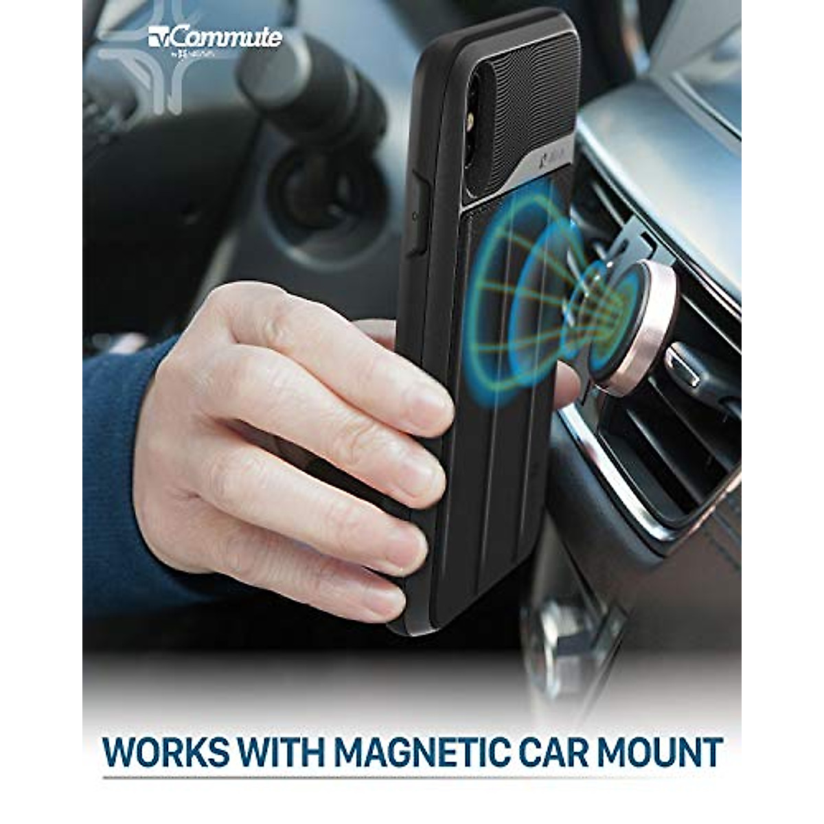 VENA iPhone Xs Max Wallet Case, vCommute (Military Grade Drop Protection) Flip Leather Cover Card Slot Holder with Kickstand Designed for Apple iPhone Xs Max - Space Gray