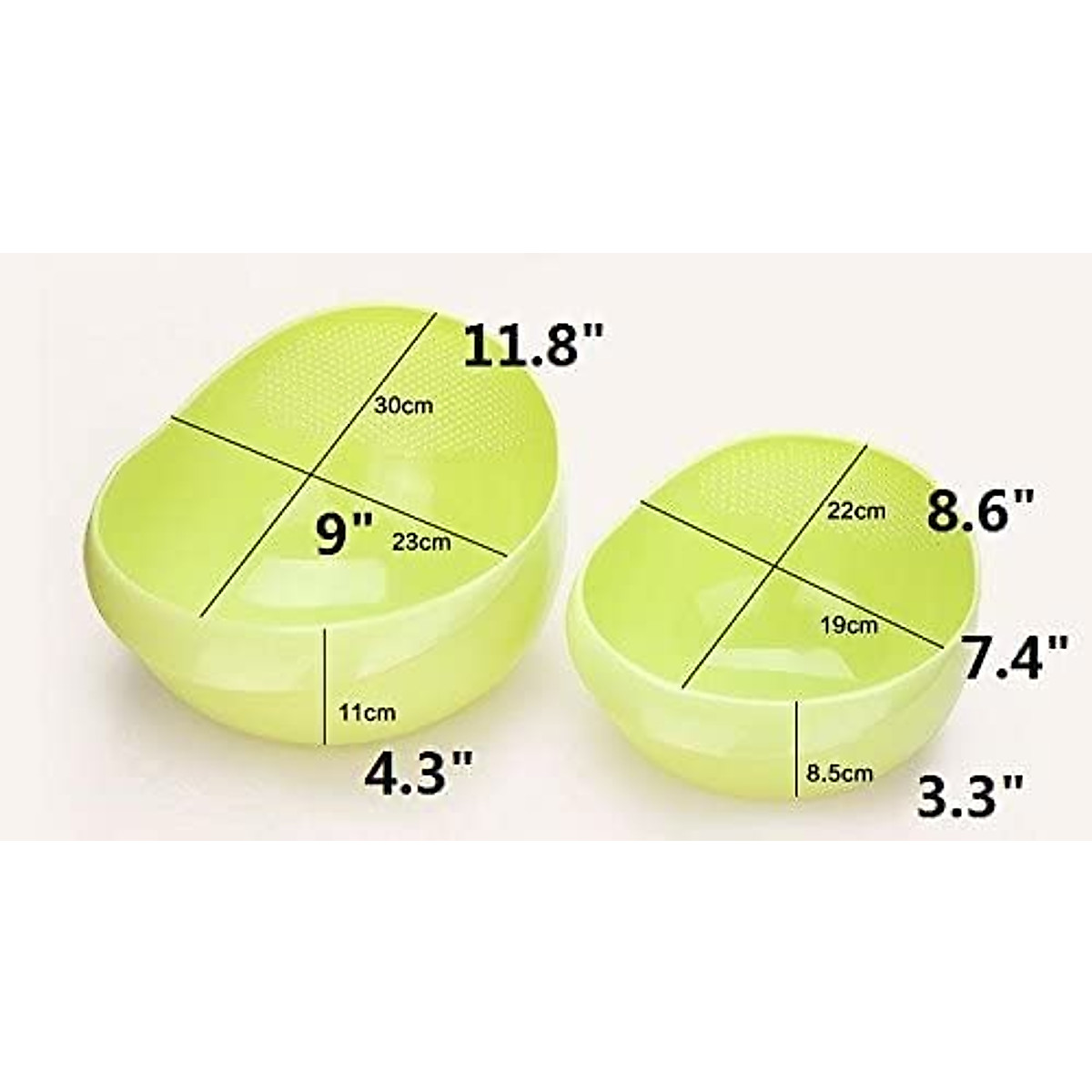 Japanese Design 4.2Qt (4L) Rice Washer Strainer Colanders for Cleaning Vegetable, Fruit, Pasta (Big, White)