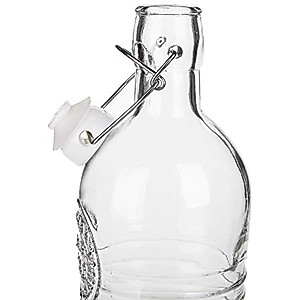 Nicunom 4 Pack Flip Top Glass Bottle, 40 Oz. / 1.2 Liter Clear Glass Pitcher Swing Top Brewing Bottle with Stopper for Beverages, Oils, Kombucha, Beer, Kiefer, Water, Soda, Airtight Seal & Metal Clamp