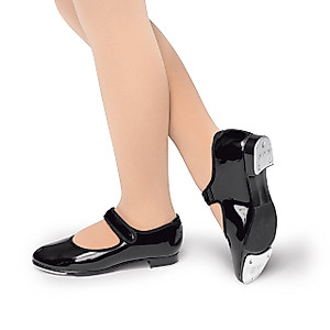 Theatricals Girls Velcro Strap Tap Shoes Black Patent 11.0M T9050C