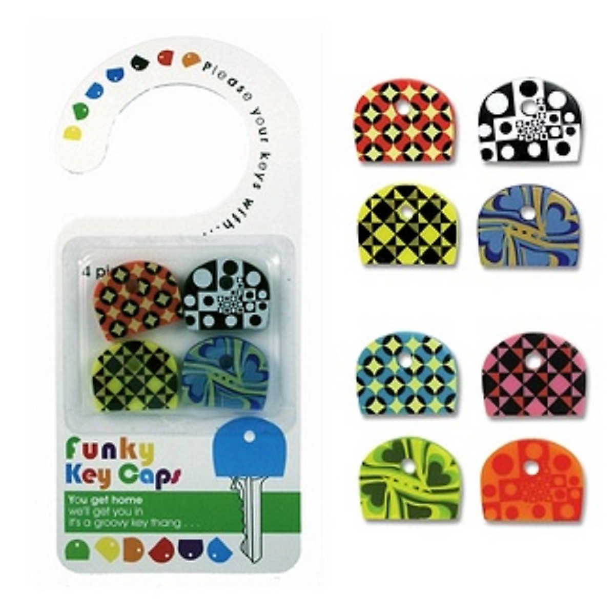 Funky Key Caps - 4 Pack (Assorted Styles and Colors)