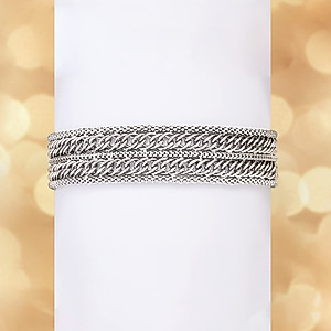 Ross-Simons Italian Sterling Silver Popcorn-Chain and Curb-Link Bracelet. 7 inches