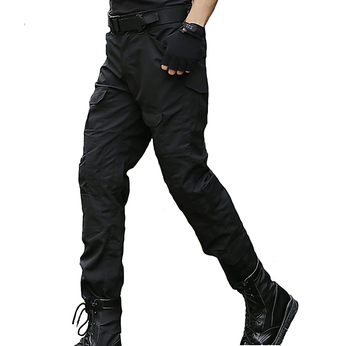 JOYASUS Mans Tactical Pants, Combat BDU Black Pants with Knee Pads for Men Hunting Airsoft Paintball