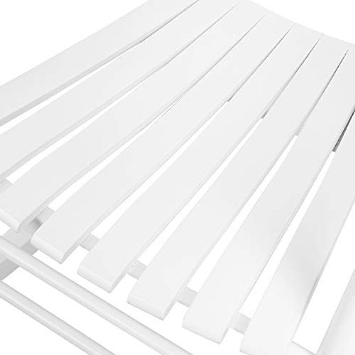 MUPATER Outdoor Rocking Chair Set 3-Piece Patio Wooden Rocker Bistro Set with Foldable Table and Curved Seat, White