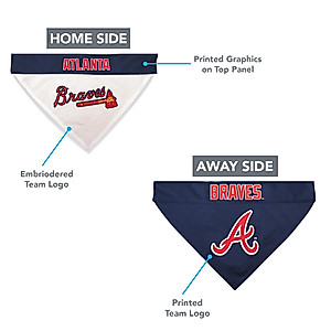Pets First BRV-3217-S-M MLB Dog Bandana - Atlanta Braves Reversible Pet Bandana, Small/Medium, MLB Team Color