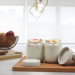 EONJOE 6-Pack Glass Jars with Lids 16oz Overnight Oats Meal Prep Salad Food Cereal Snacks Containers Pudding Yogurt Storage Mason Jar Airtight