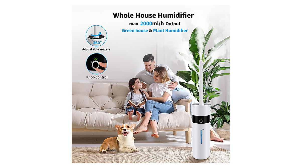Large Room Tower Humidifier 18L with 360° Nozzle by Hioo