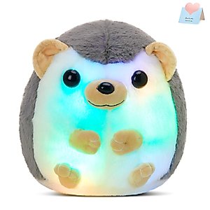 BSTAOFY 10'' Light up Hedgehog Stuffed Animal Glow Soft Plush Toy LED Nightlight Bedtime Gift for Toddlers Kids on Birthday Christmas Valentines Day