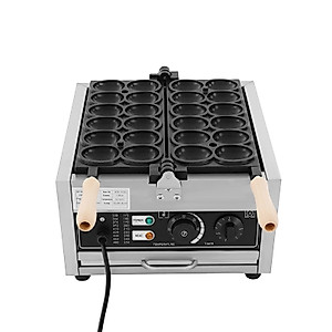 12pcs Commercial Egg Bubble Waffle Maker Machine 1.8Kw 110V Electric Non-Stick Rotatable Waffle Baker Machine with 122-572℉ Temp Range and Time Control Egg Puff Waffle Iron for Restaurants and Home