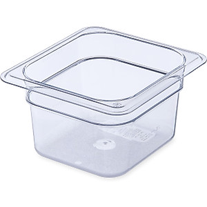 Carlisle FoodService Products Storplus Food Pan, Food Storage Container with Spoonable Corners for Catering, Buffets, Restaurants, Polycarbonate (Pc), 1/6 Size 4 Inches Deep, Clear, (Pack of 6)