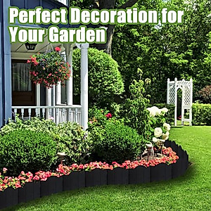 TUEHUTDE Garden Edging Border, 40PCS Landscape Edging, Plastic Lawn Garden Fence Edging, 19.69ft Decorative Garden Borders and Edging for DIY Outdoor Patio Yard(black gray)