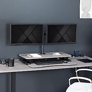 VIVO Height Adjustable 32 inch Standing Desk Converter with Dual 13 to 30 inch Monitor Stand, Sit Stand Monitor Mount and Desk Riser, Gray, DESK-V000K-M2G