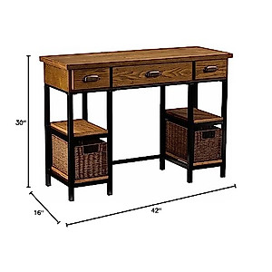 Mirada Writing Desk 42" Wide - Weathered Gray w/ Natural Brown Finish - Broad Workspace