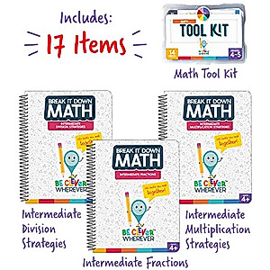 Be Clever Wherever Grade 4 Math Kit, 4th & 5th Grade Math Tool Kit, Intermediate Multiplication Strategies, Intermediate Division Strategies, and Intermediate Fractions Math Reference Books (17 Pc)
