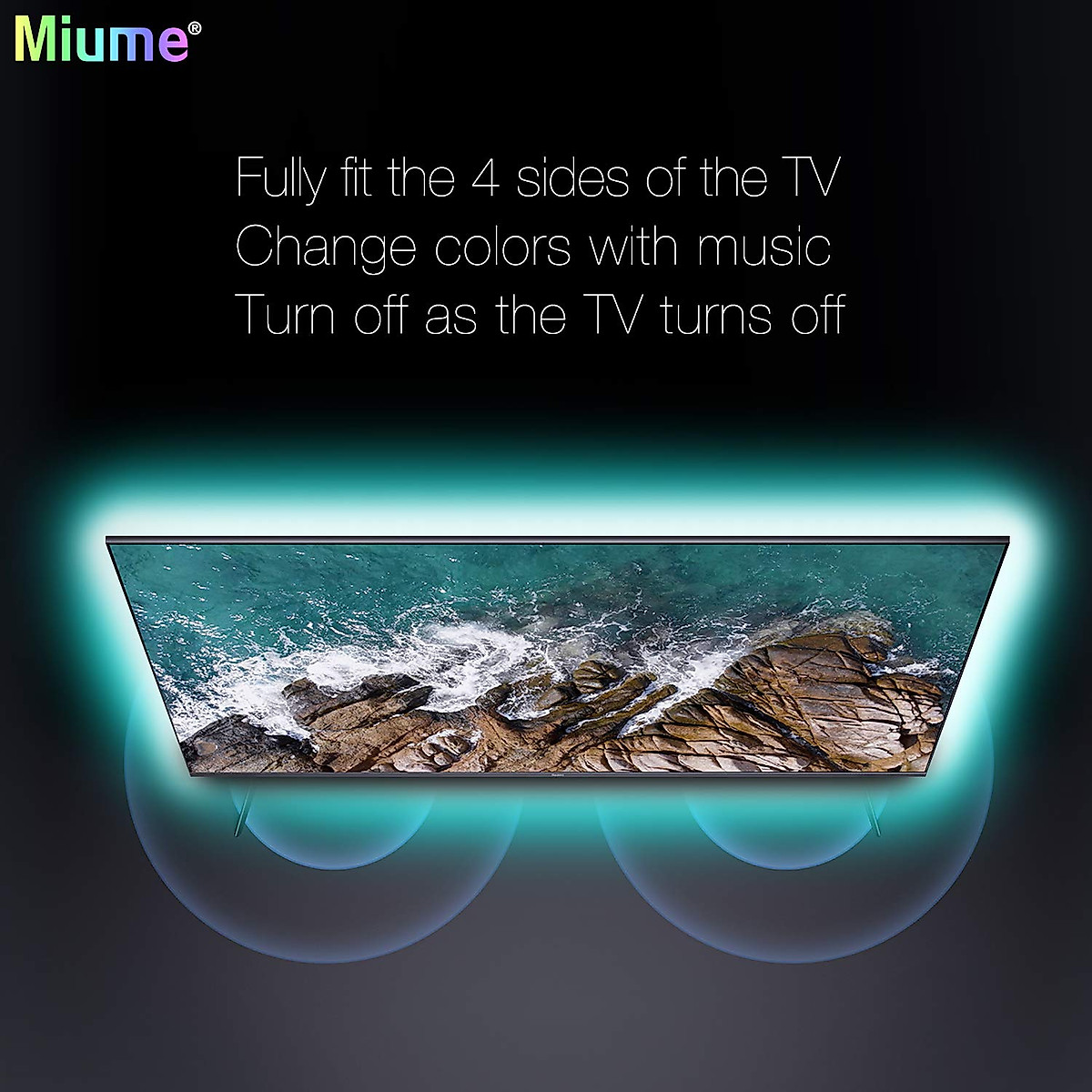Miume LED Strip Light 9.8Ft Music TV Led Backlight for 14-47 inch TV,9.8Ft RGB USB Powered Led Strip Light with APP Control,TV Led Backlight Kit for Flat Screen TV/PC