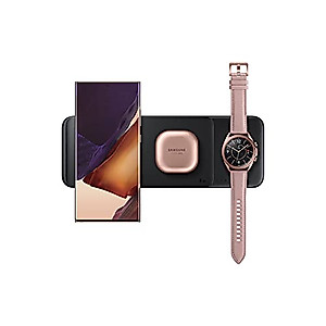 Samsung Electronics Wireless Charger Trio, Qi Compatible - Charge up to 3 Devices at Once for Galaxy Phones, Buds, Watches, and Apple iPhone Devices (Black)