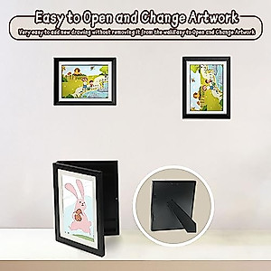 biuonga Kids Art Frames, Front Opening Picture Display for 3D Art, A4 Artwork, Crafts, and Drawings, Holds up to 50 Pieces, Perfect for Hanging, Portfolio Storage, and Children's Art (Black) 1pc