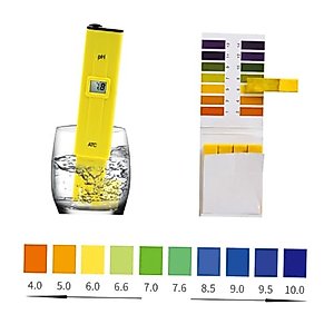 SOESFOUFU Ph Tester LCD Ph Pen Digital Ph Pen Ph Measurement Ph Meter Pen Ph Test Pen Water Quality Monitor Drinking Water Ph Pen Aquarium Ph Pen Portable Ph Pen Water Tester Yellow