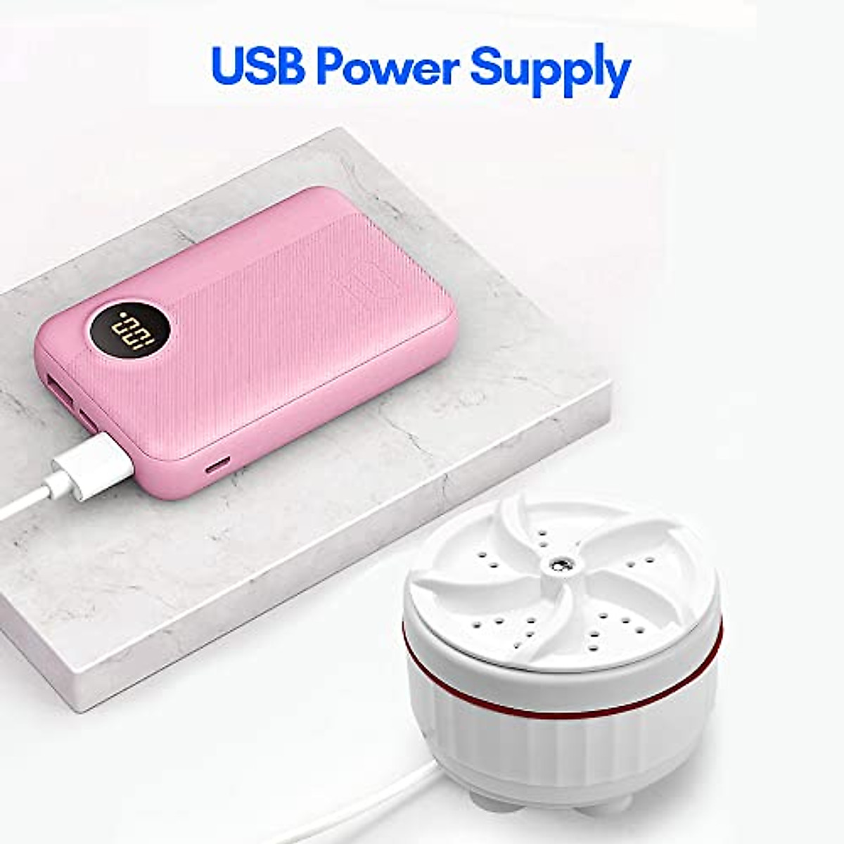 Andoer Ultrasonic Turbo Washing Machine Portable Mini Washer with USB Power Supply Suction Cups for Home Travel Business Trip