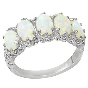 LetsBuyGold 925 Sterling Silver Real Genuine Opal Womens Promise Ring - Size 9
