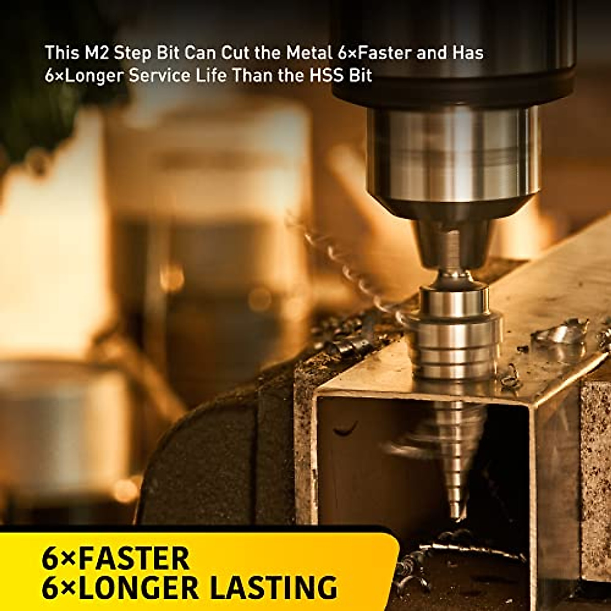 Anfrere M35 Cobalt Quick Change Step Bit for Stainless Steel Sheet, 3/16"-7/8" Titanium Cone Drill Bits for Steel Metal Sheet Hole Drilling Cutting, Multiple Hole Sprial Unibit, Stepped Up Bits