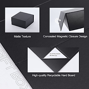 Ditwis 8x8x4 Inches Gift Box with Magnetic Closure Lid, Black Magnetic Boxes for Wedding, Groomsmen Bridesmaid Proposal, Birthdays, Mother's Day, 1 Pack
