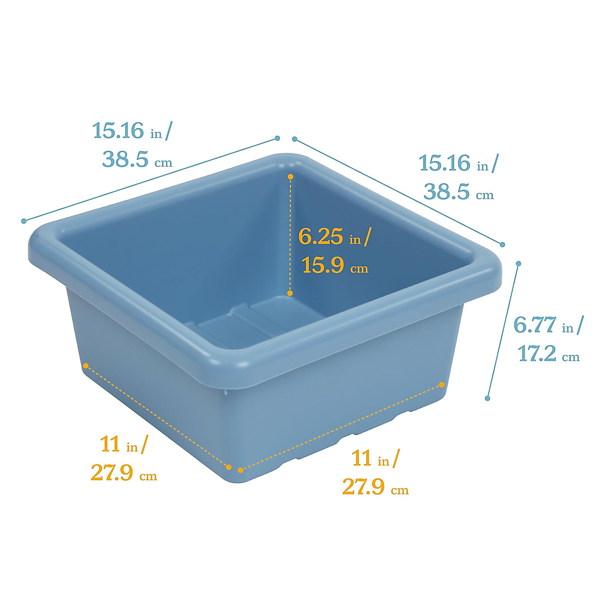 ECR4Kids Square Bin with Lid, Storage Containers, Powder Blue, 2-Pack