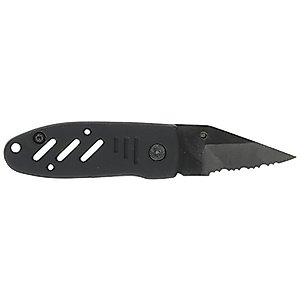 Performance Tool W3232 Folding Pocket Knife with Liner Lock, Rubberized Handle, and Keychain, silver grey