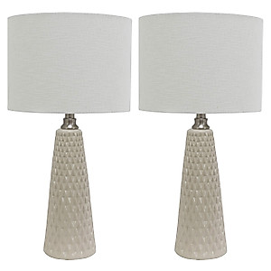 Decor Therapy MP1631 Jameson Textured Ceramic Table Lamps, Set of 2, 13x13x26.5, Ivory, 2 Count