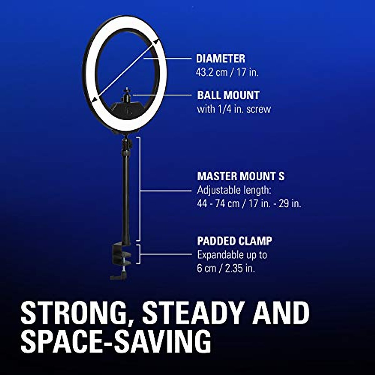 Elgato Ring Light - Premium 2500 lumens Light with desk clamp and ball mount for Streaming, TikTok, Instagram, Home Office, Temperature and Brightness app-adjustable on Mac, PC, iOS, Android