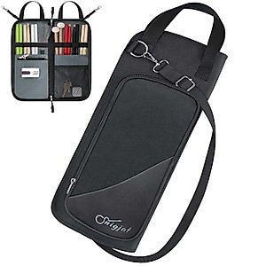 SNIGJAT Drumstick Bag with Crossbody Shoulder Strap, Large Capacity Mallet Bag with Anti-falling Pockets, Gifts for Drummers, Beginners in Band, Gig, Solid Drum Sticks Bag with Metal Hooks