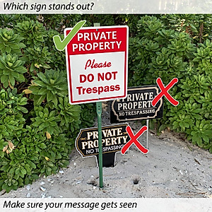 SmartSign "Private Property - Please Do Not Trespass" LawnBoss® Sign | 10" x 12" Aluminum Sign With 3' Stake