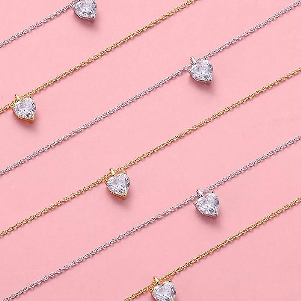 BREN Heart Necklace for Women, 1ct Moissanite Solitaire, Sterling Silver, White Gold Plated, 15"+3" Chain for Women, Moms, Lovers