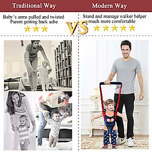 Baby Walker Harness Adjustable Handheld Baby Walking Assistant Pulling and Lifting Dual Use 7-24 Month Multi-Function Detachable Breathable Safe Stand and Walk Learning Helper (Grey)