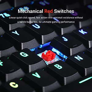Redragon Mechanical Gaming Keyboard RGB LED Backlit Low Profile Wired Macro 96 Keys Red Switches, for Windows Gaming PC, Black
