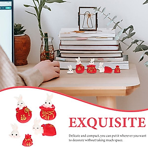 FOMIYES Dinner Table Decor 8pcs Lucky Bag Rabbit Ornament Christmas Table Decoration Resin Bunny Figurine Toy