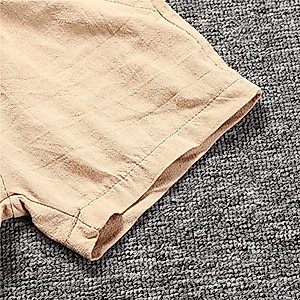 Alvivi Toddler Baby Girls Boys Cotton Linen Shorts Elastic Waistband Solid Color Booty Shorts Khaki 12-18 Months