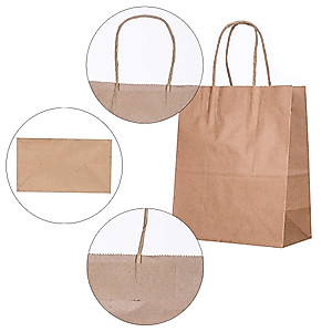 Paper Bags with Handles Bulk 6.25 X 3.5 X 8 [50 Bags] Ideal for Shopping, Packaging, Retail, Party, Craft, Gifts, Wedding, Recycled, Business, Goody and Merchandise Kraft Bag (Brown)