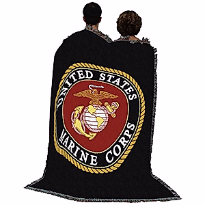 Pure Country Weavers US Marine Corps - Emblem Blanket - Gift Military Tapestry Throw Woven from Cotton - Made in The USA (72x54)